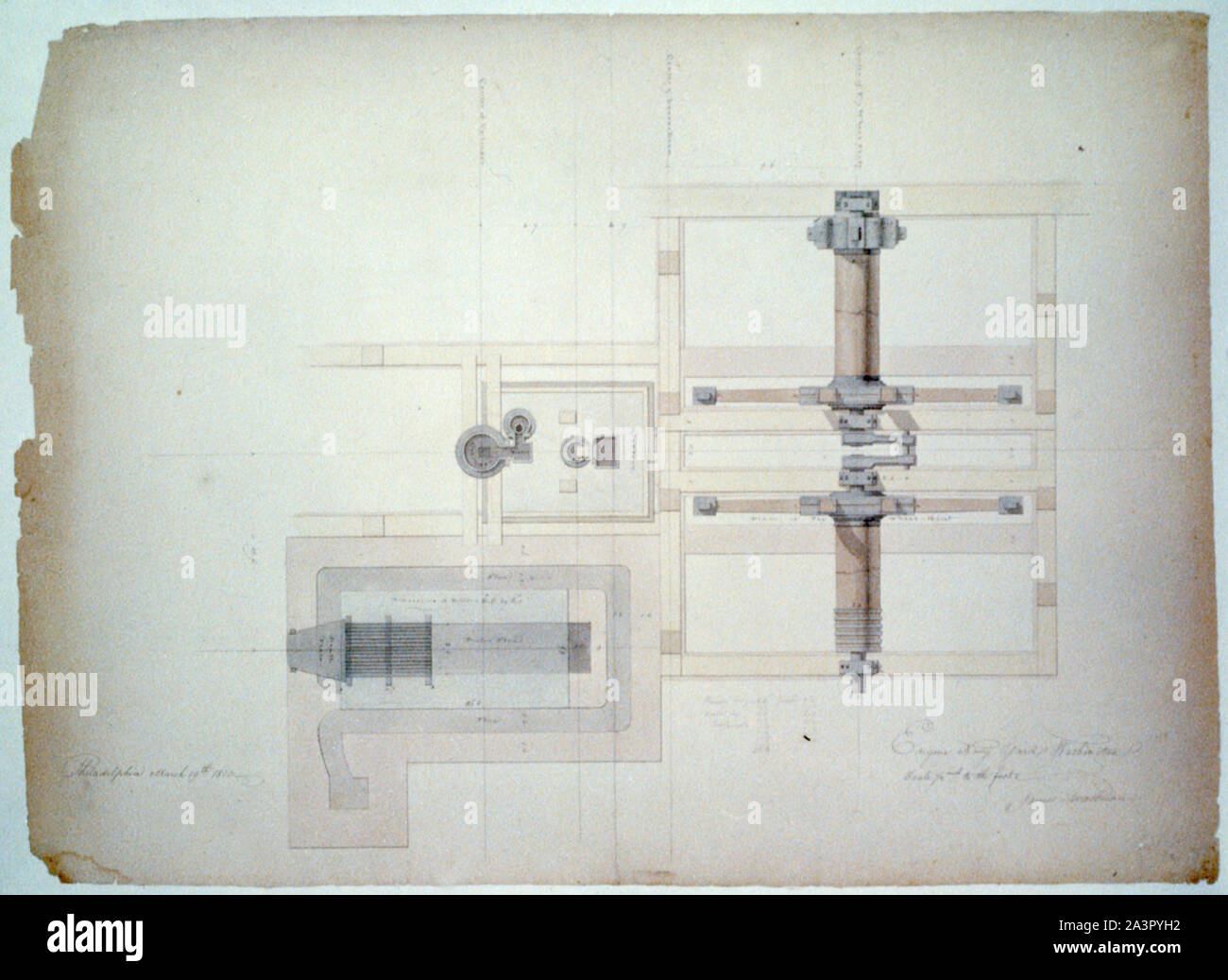 Steam engine, Washington Navy Yard, Washington, D.C. Plan with boiler ...