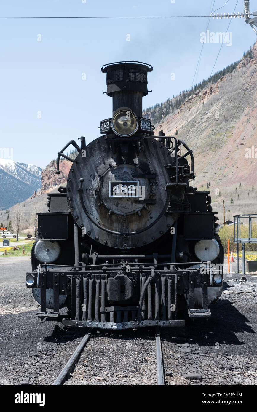 Steam locomotive and tender of a Durango & Silverton Narrow Gauge ...