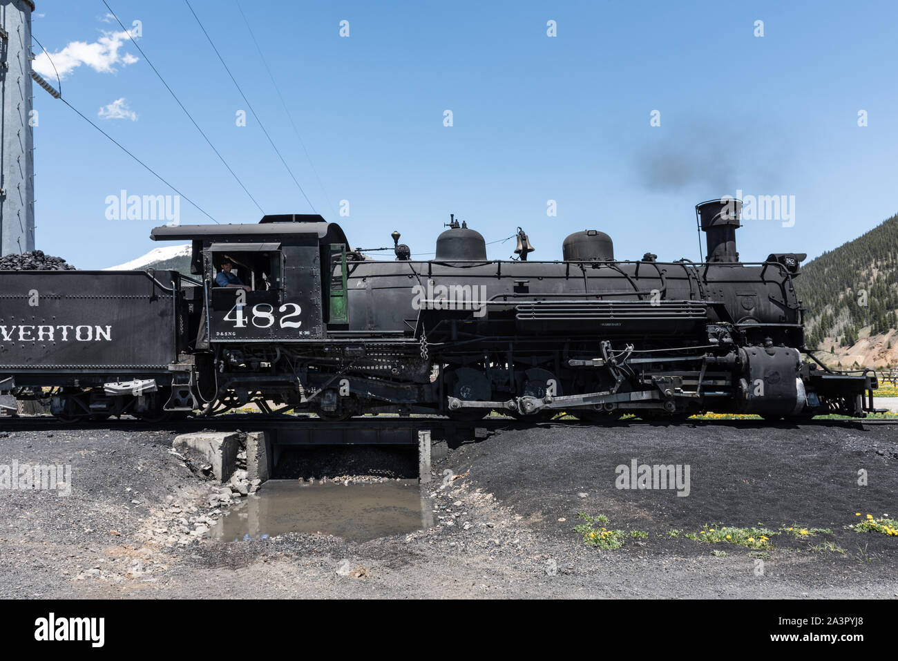 Steam locomotive and tender of a Durango & Silverton Narrow Gauge ...