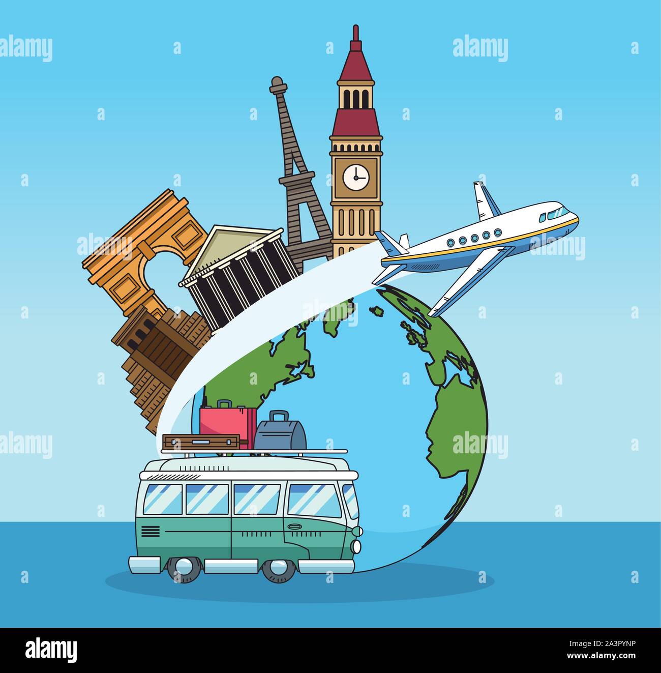earth planet with iconic world monuments Stock Vector Image & Art - Alamy