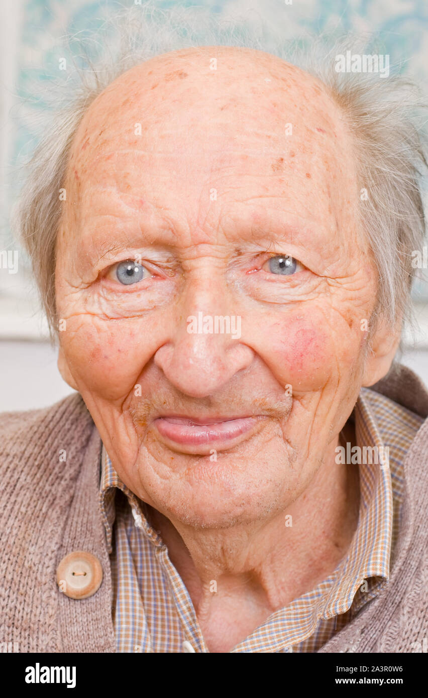 Very old grandfather posing at home Stock Photo - Alamy
