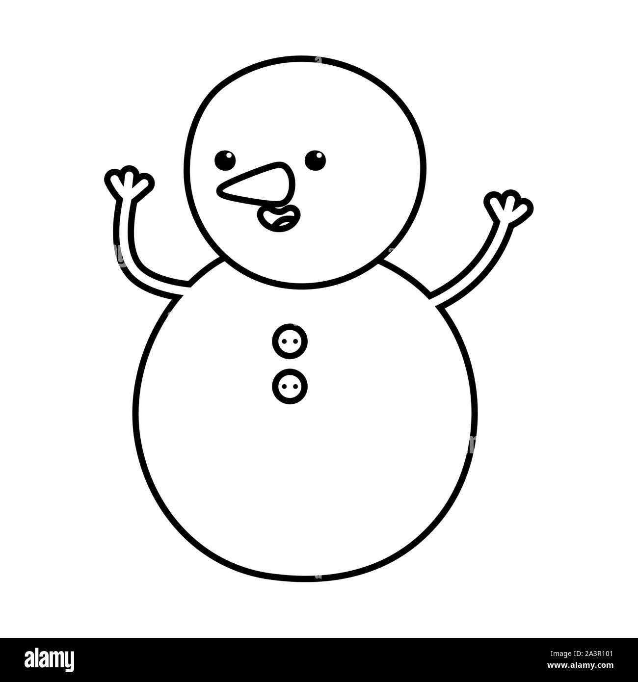 snowman hands up decoration merry christmas vector illustration line ...