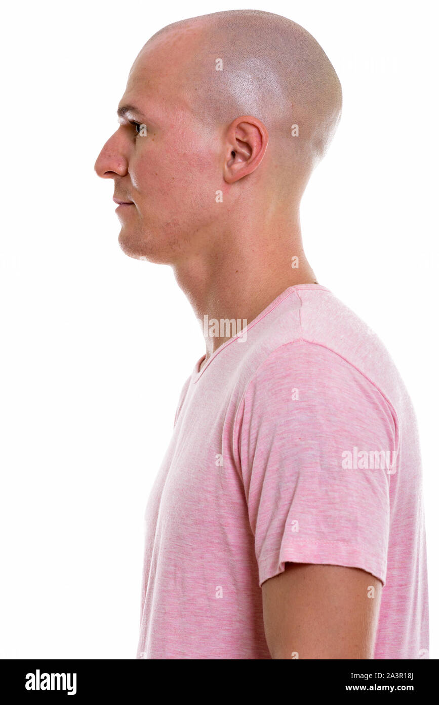 Profile view of young handsome bald man Stock Photo - Alamy