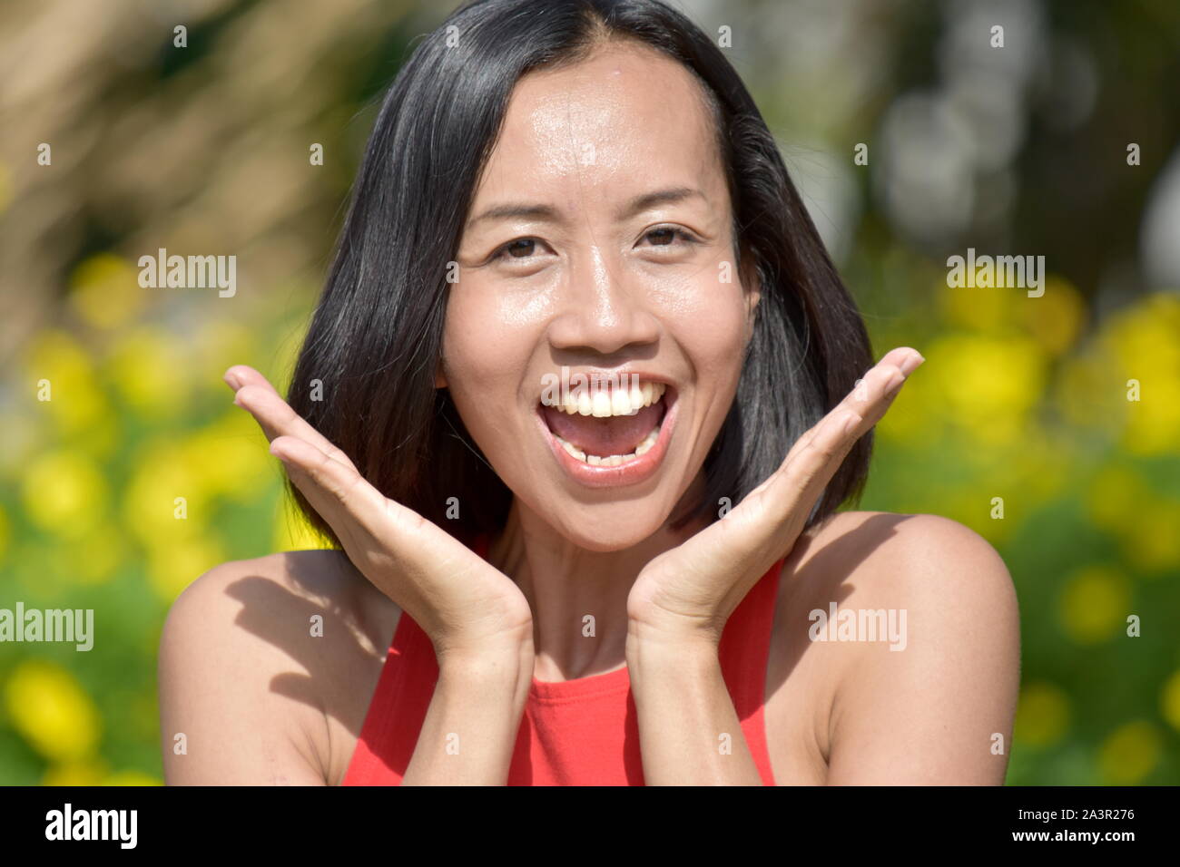 Startled youthful female woman hi-res stock photography and images - Alamy