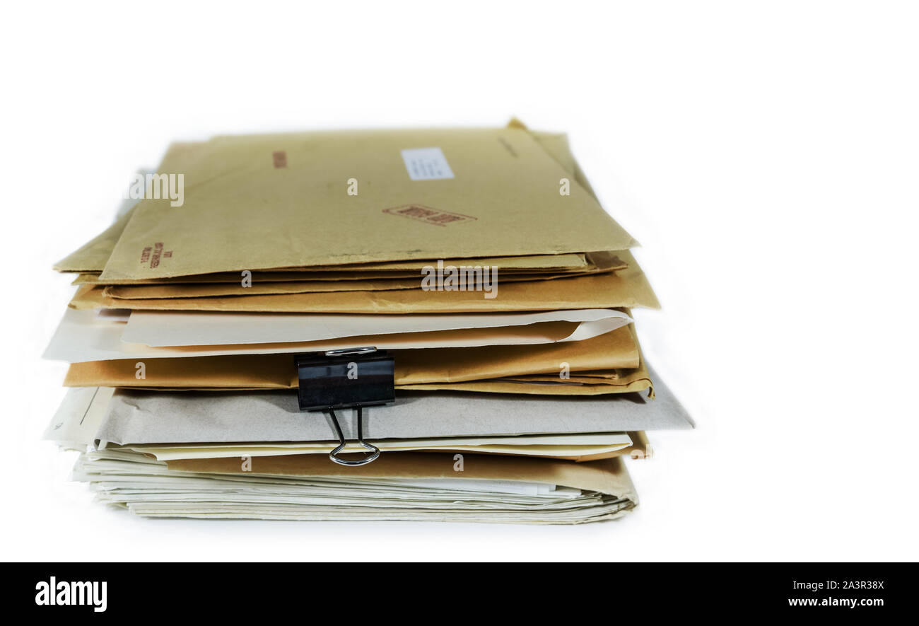 Stacked files and documents, high key, copy-space Stock Photo - Alamy