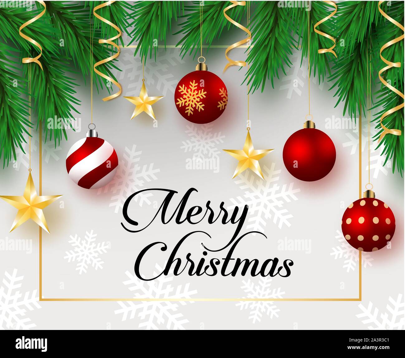 Christmas hanging vector background template. Merry christmas greeting ...