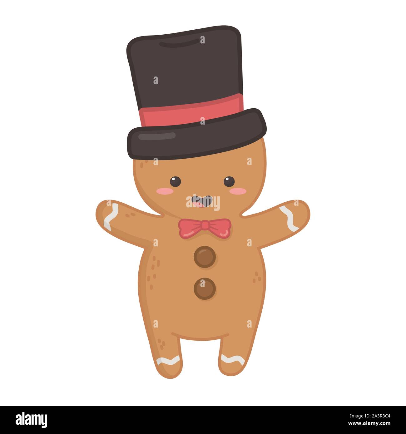 gingerbread man with black hat decoration merry christmas vector ...