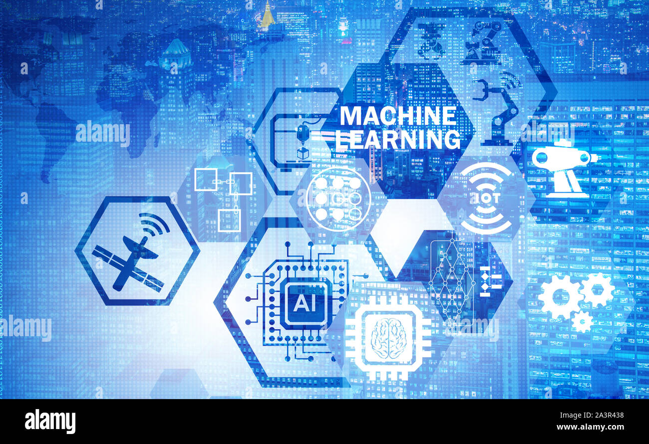 The concept of modern it technology with machine learning Stock Photo ...