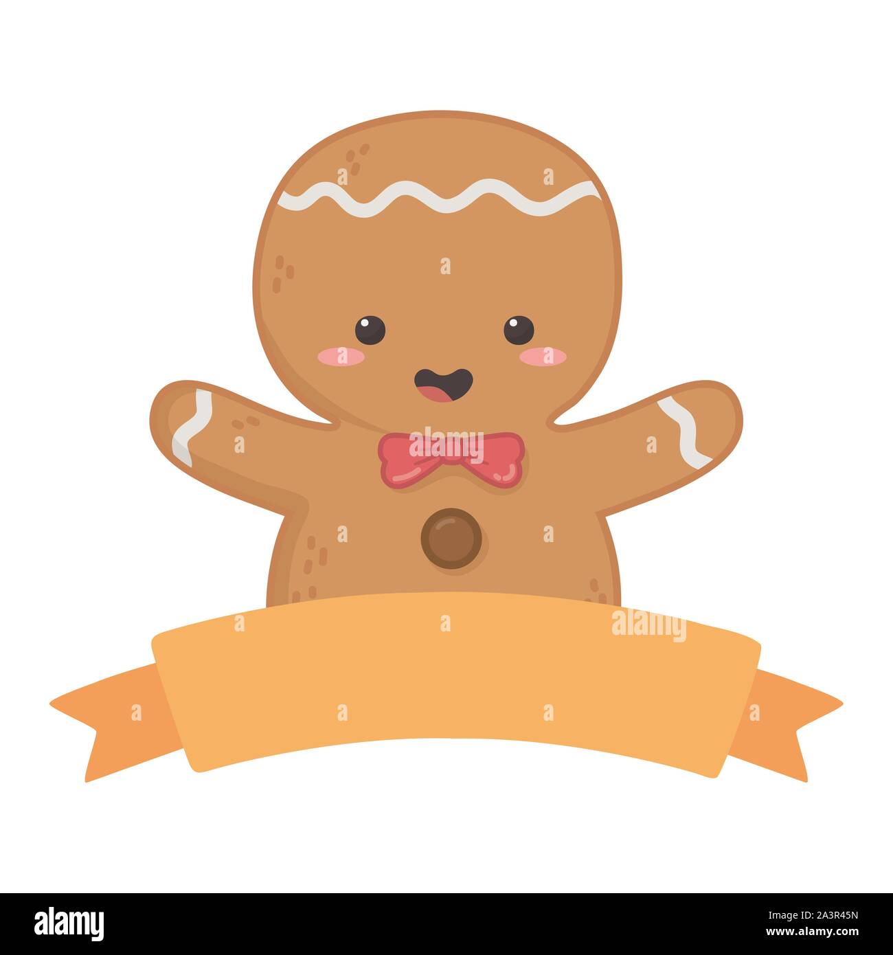 gingerbread man ribbon decoration merry christmas vector illustration ...