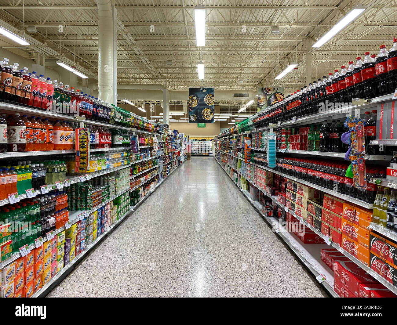 Orlando,FL/USA -10/6/19: The beverage aisle of a grocery store with ...