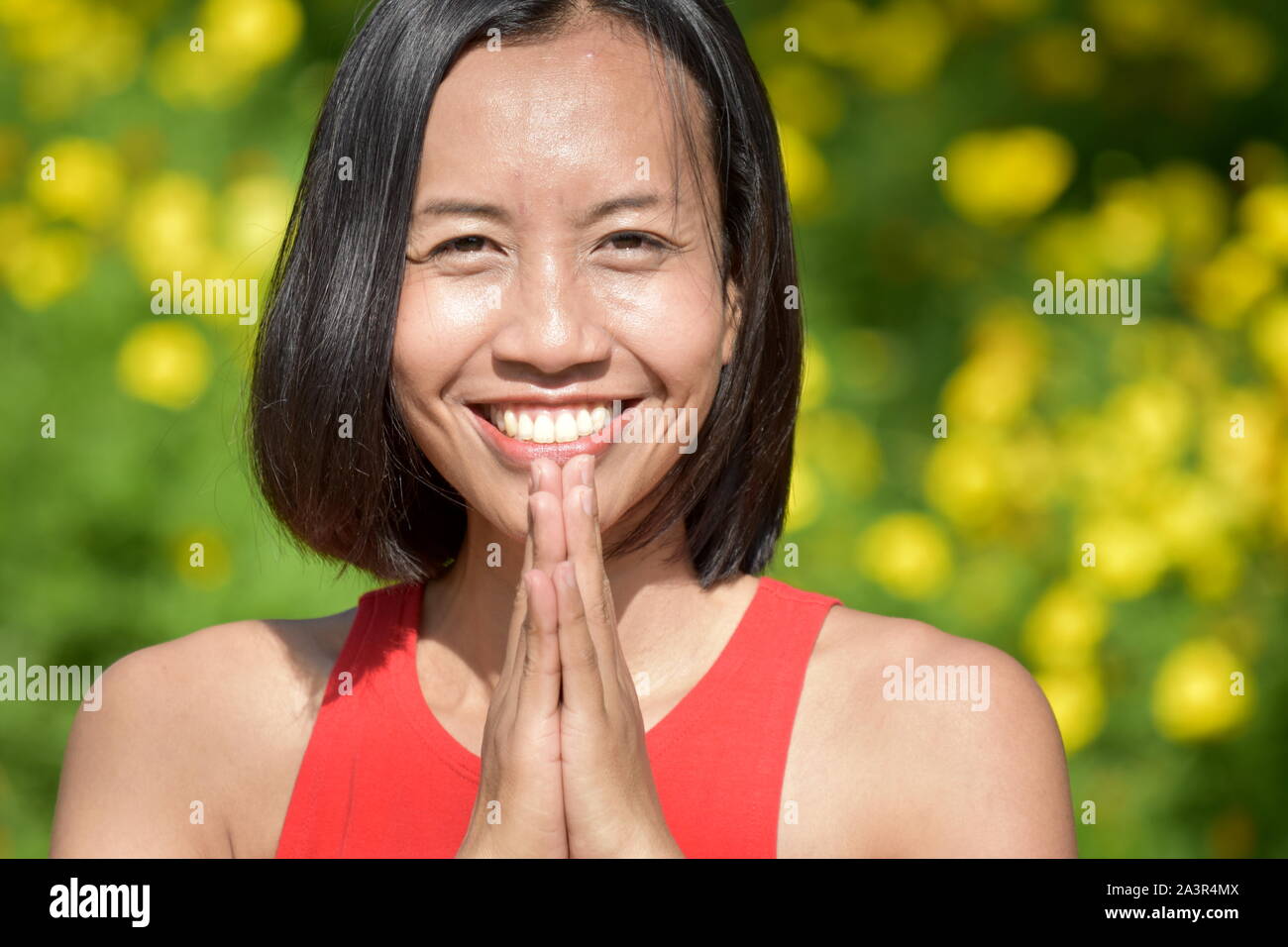 Young Asian Female Praying Stock Photo - Alamy