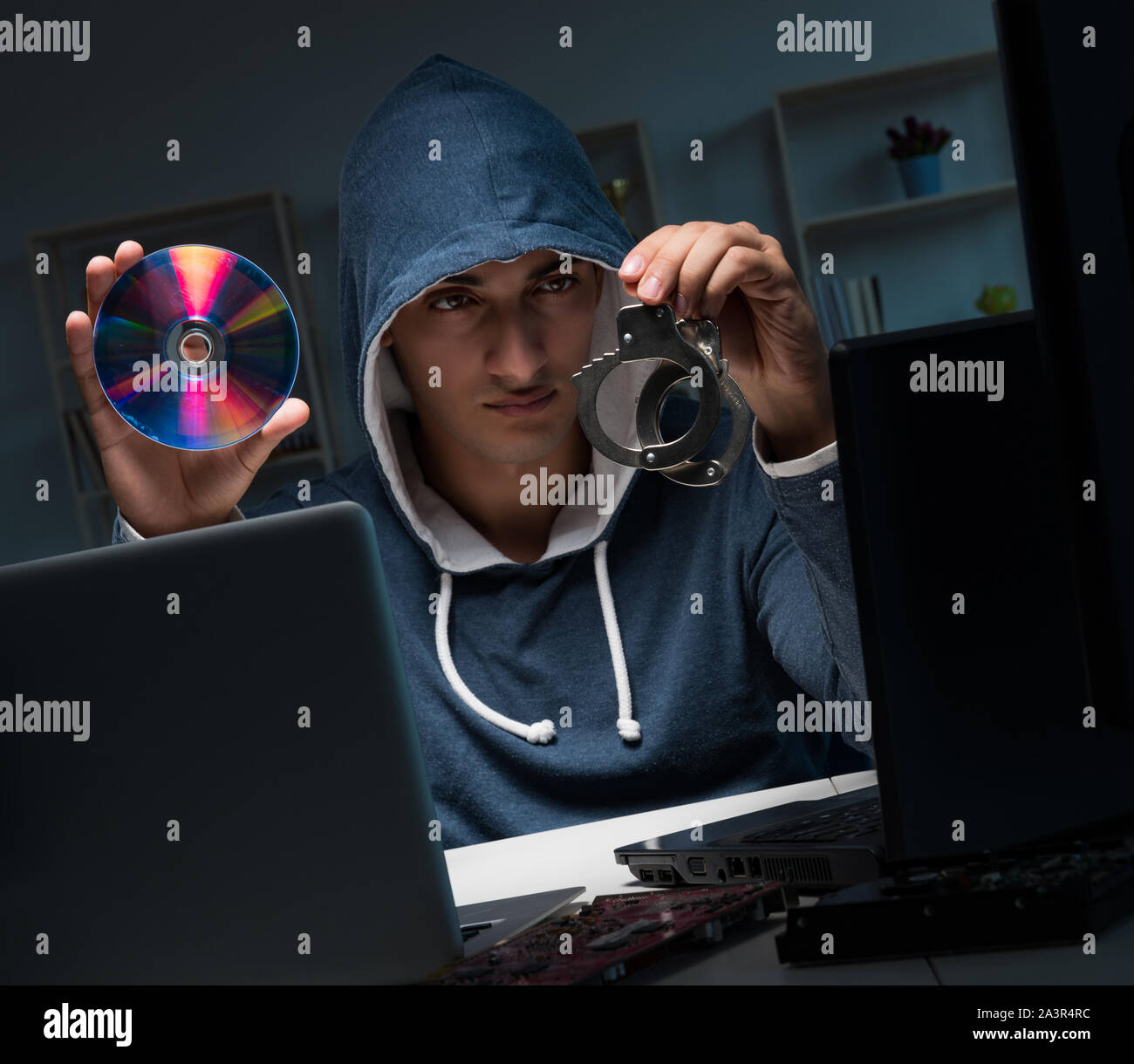 The hacker hacking computer at night Stock Photo - Alamy