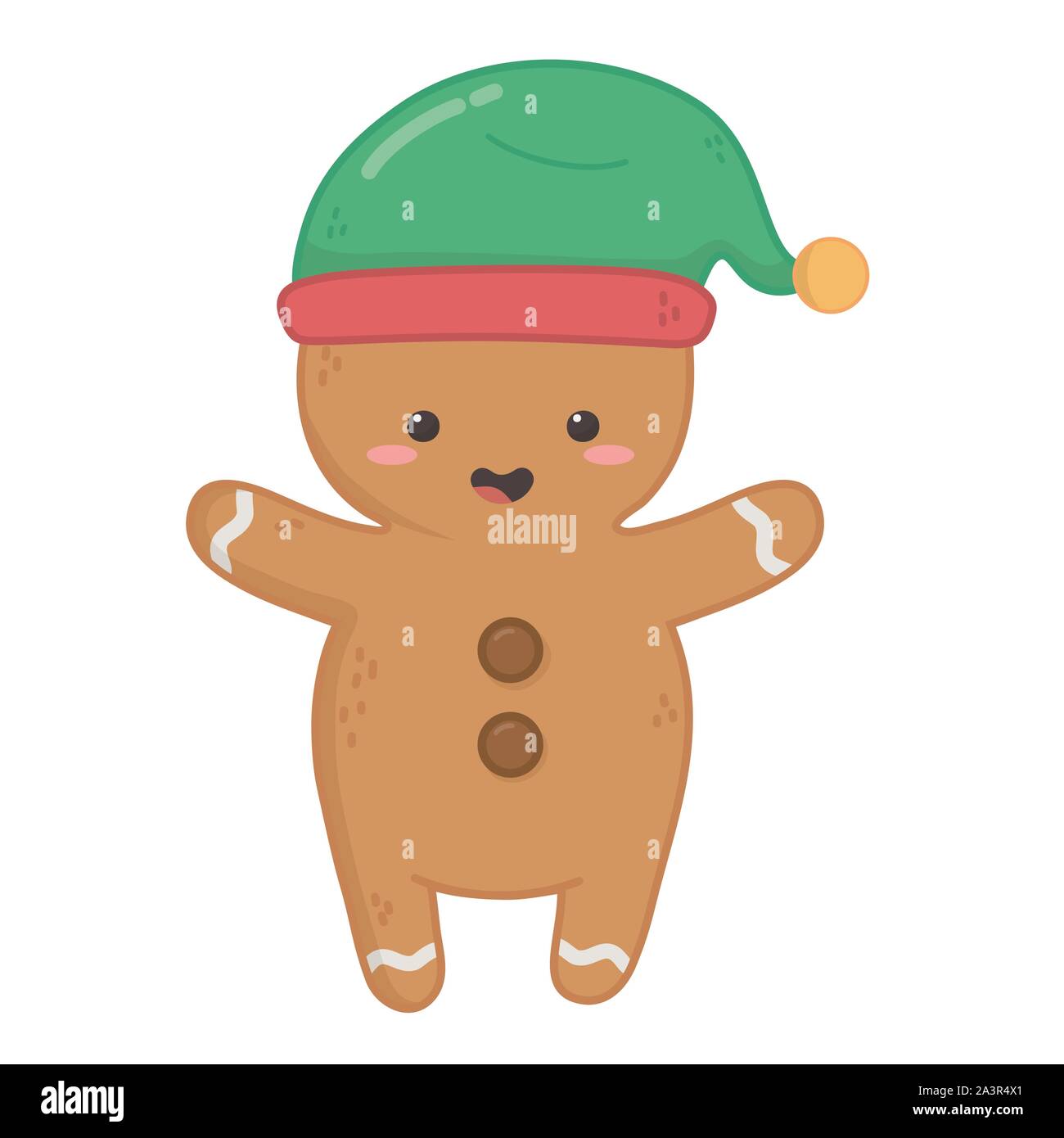 gingerbread man with green hat decoration merry christmas vector ...