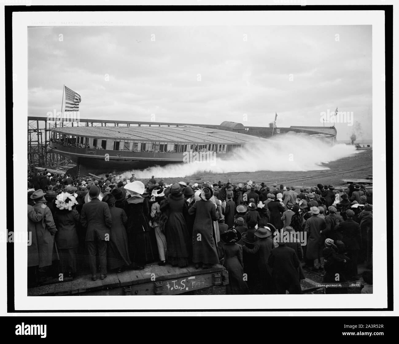 Launching Seeandbee, later the aircraft carrier Wolverine, into the ...