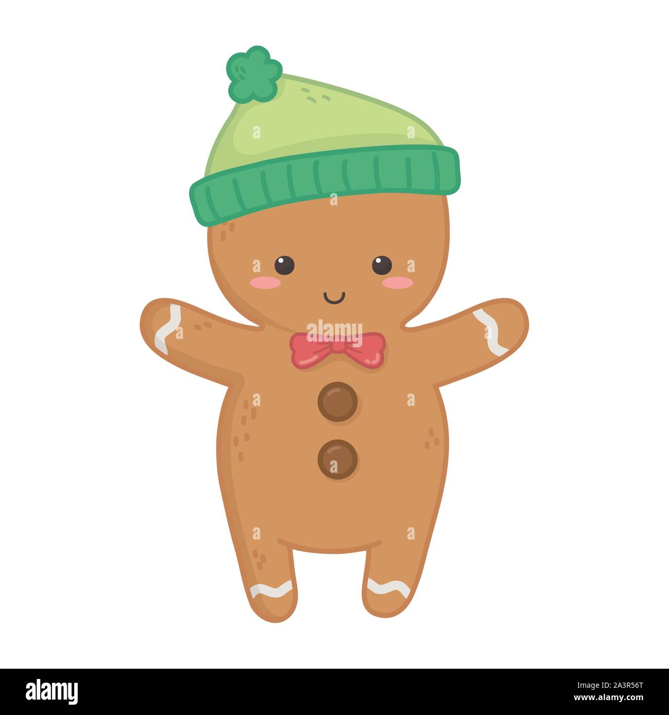 gingerbread man warm hat decoration merry christmas vector illustration ...