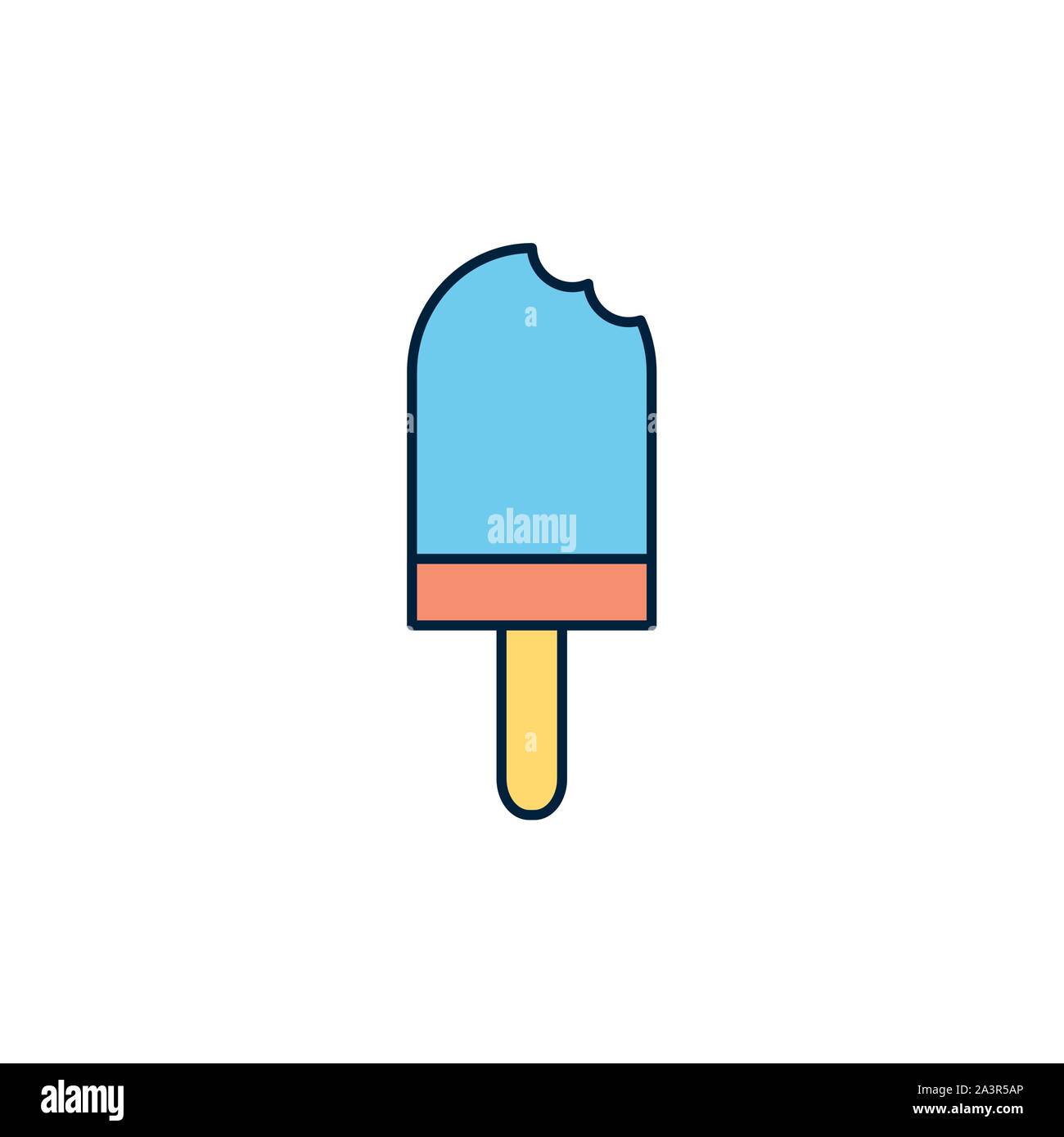 bitten popsicle ice cream summer icon line and fill illustration Stock ...