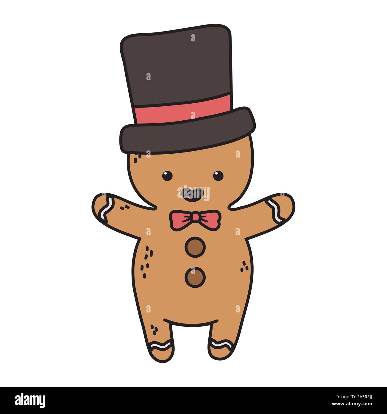 gingerbread man with black hat decoration merry christmas vector ...