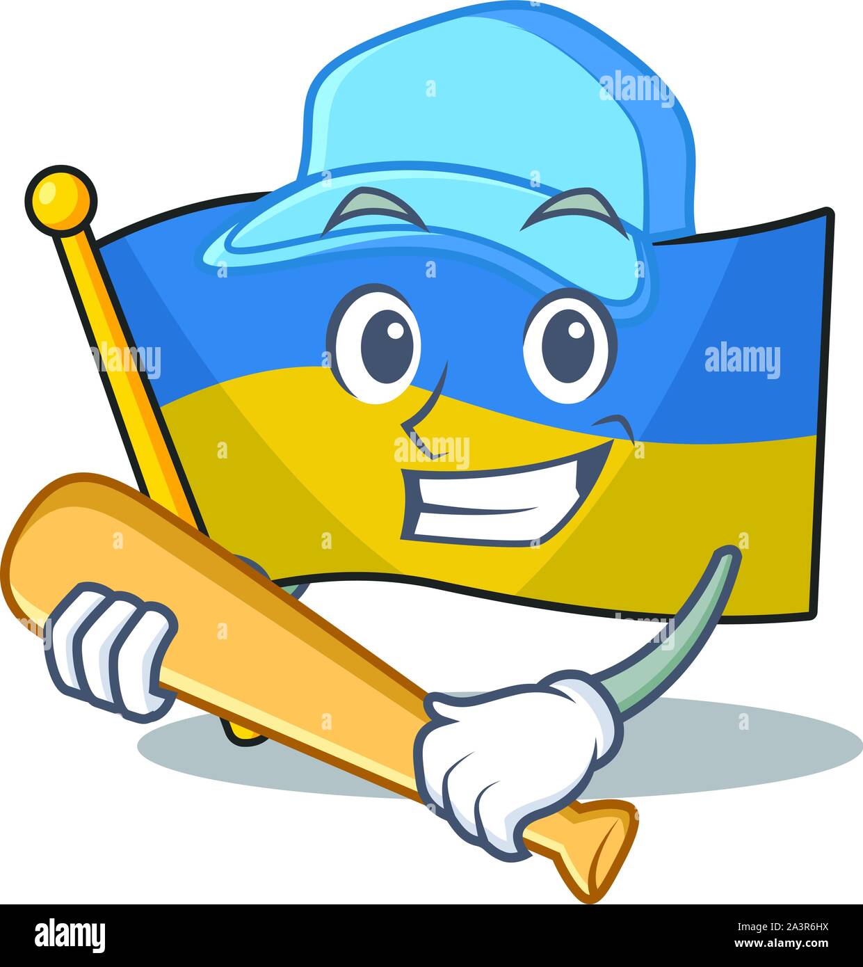 Playing baseball flag ukraine cartoon isolated the mascot Stock Vector ...