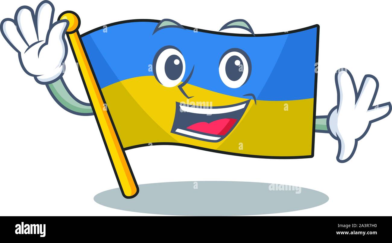 Waving flag ukraine flown above cartoon pole Stock Vector Image & Art ...