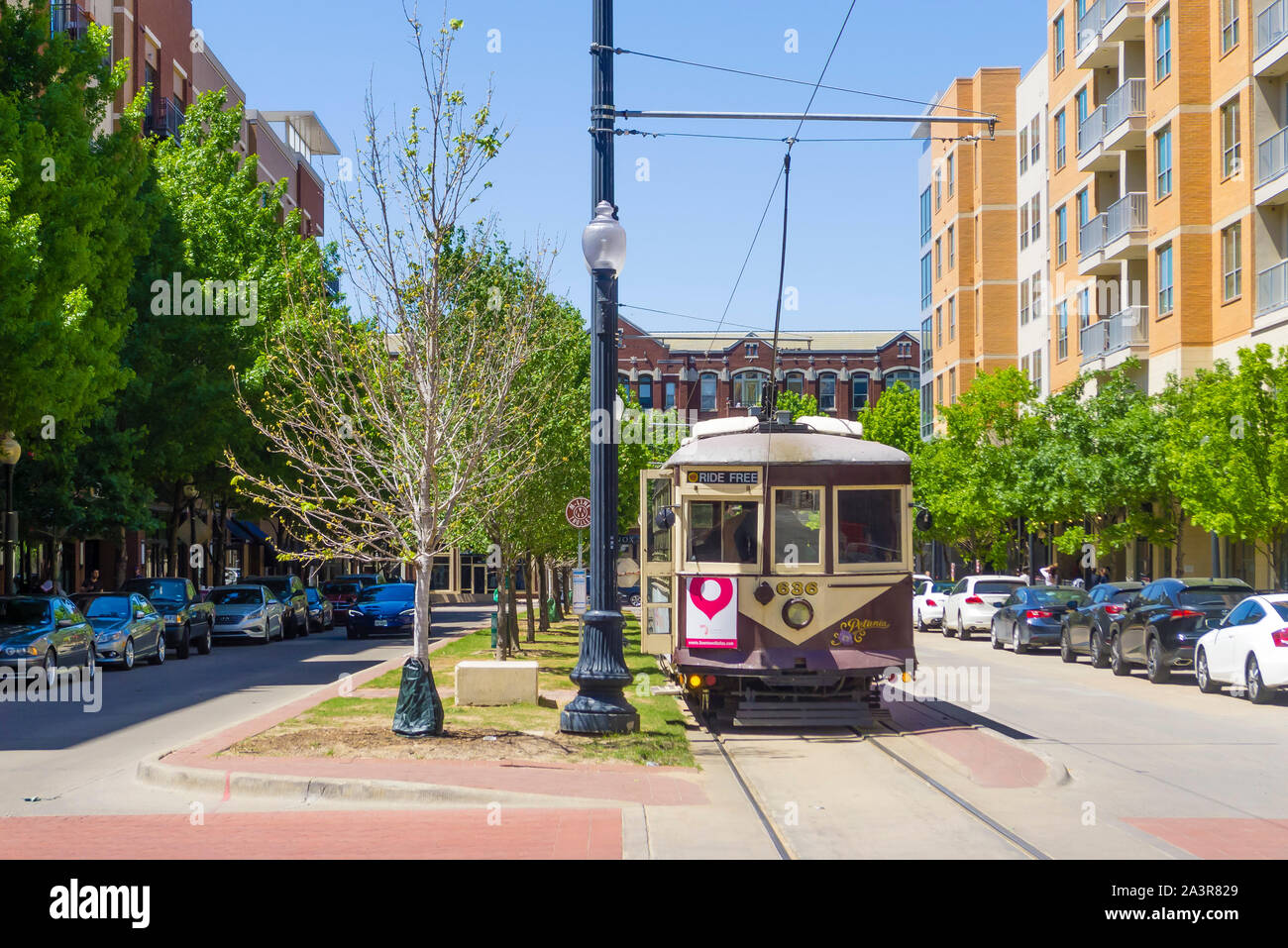 Trolley on a Street of Dallas Stock Photo - Alamy