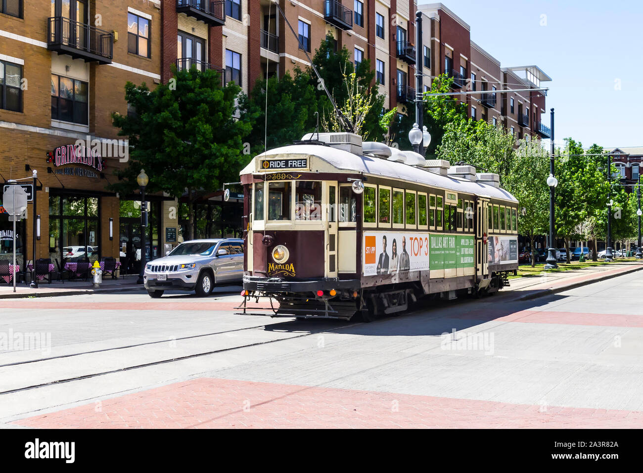 Trolley on Cityplace West Blvd of Uptown Dallas Stock Photo - Alamy