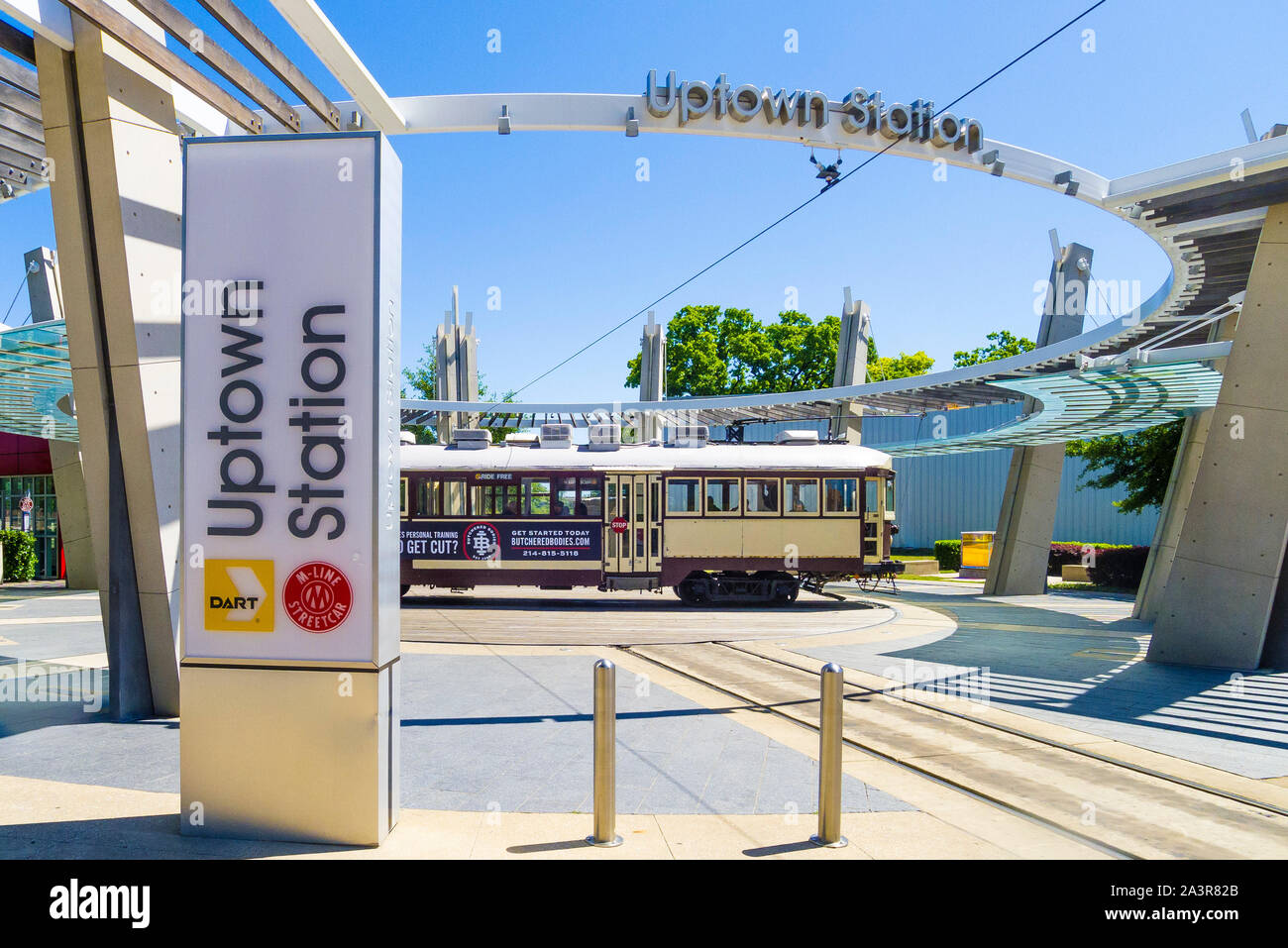 Trolley on Turntable of Dallas Uptown Station Stock Photo - Alamy