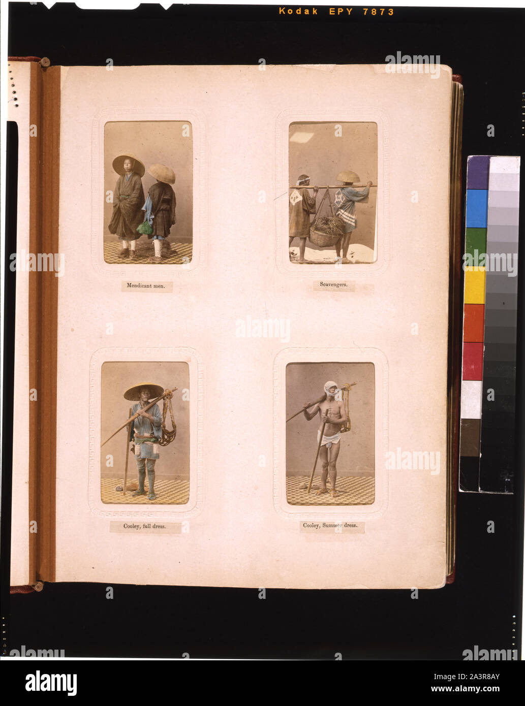 Studio portraits of Japanese mendicants, scavengers (garbage men) and a ...