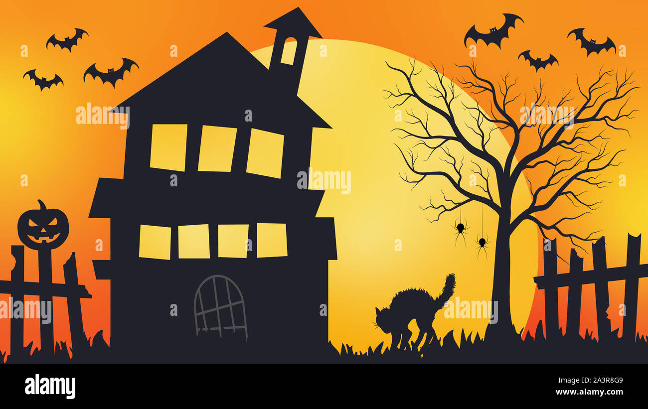 Spooky halloween background, horror orange background. Celebration ...