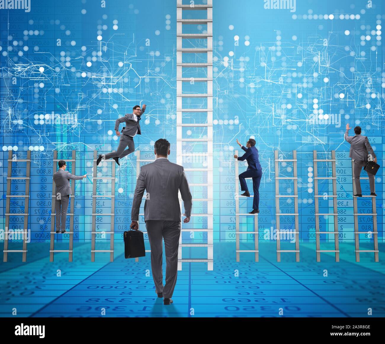 The competition concept with businessman beating competitors Stock ...