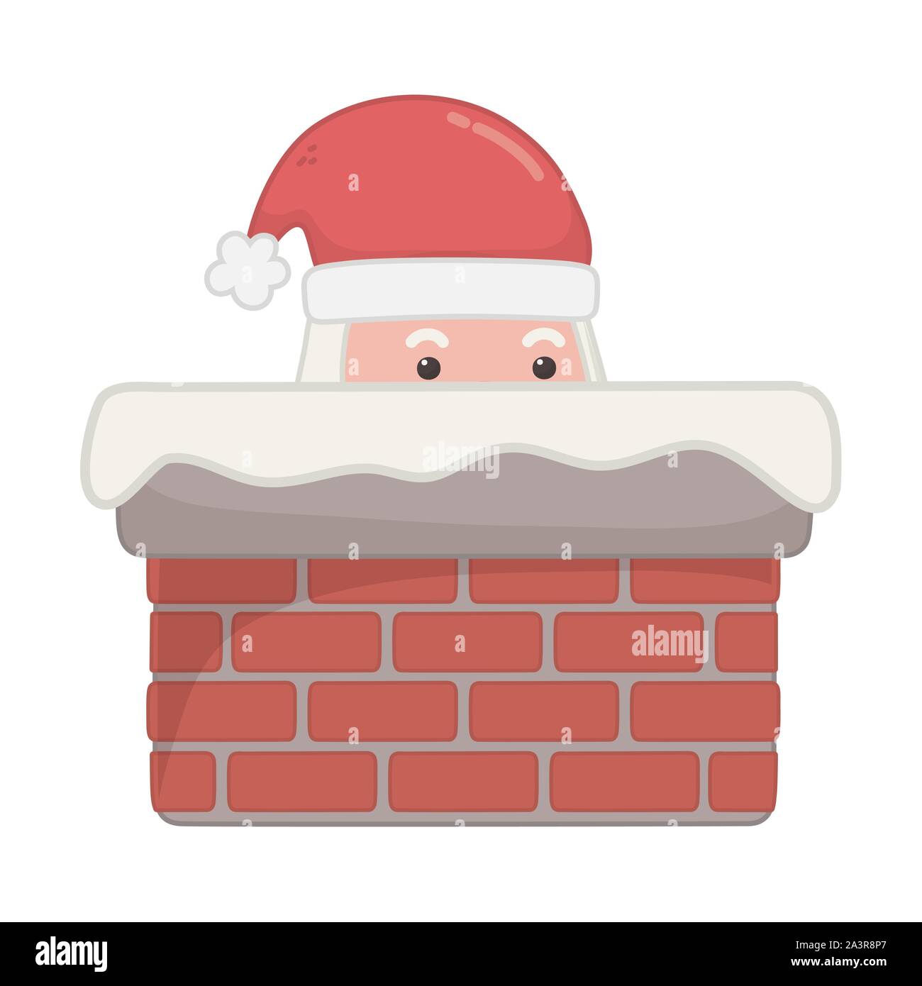 santa in the chimney decoration merry christmas vector illustration ...