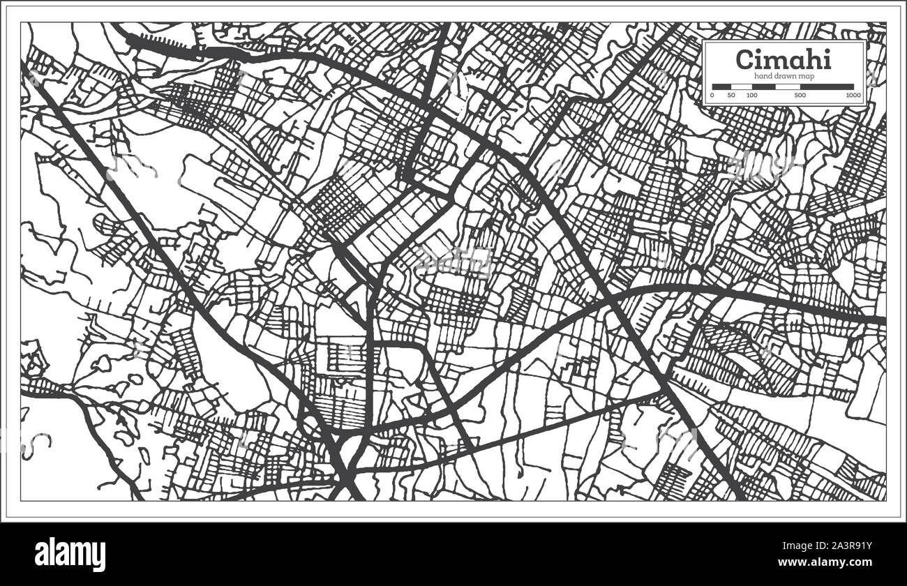 Cimahi Indonesia City Map in Black and White Color. Outline Map. Vector ...