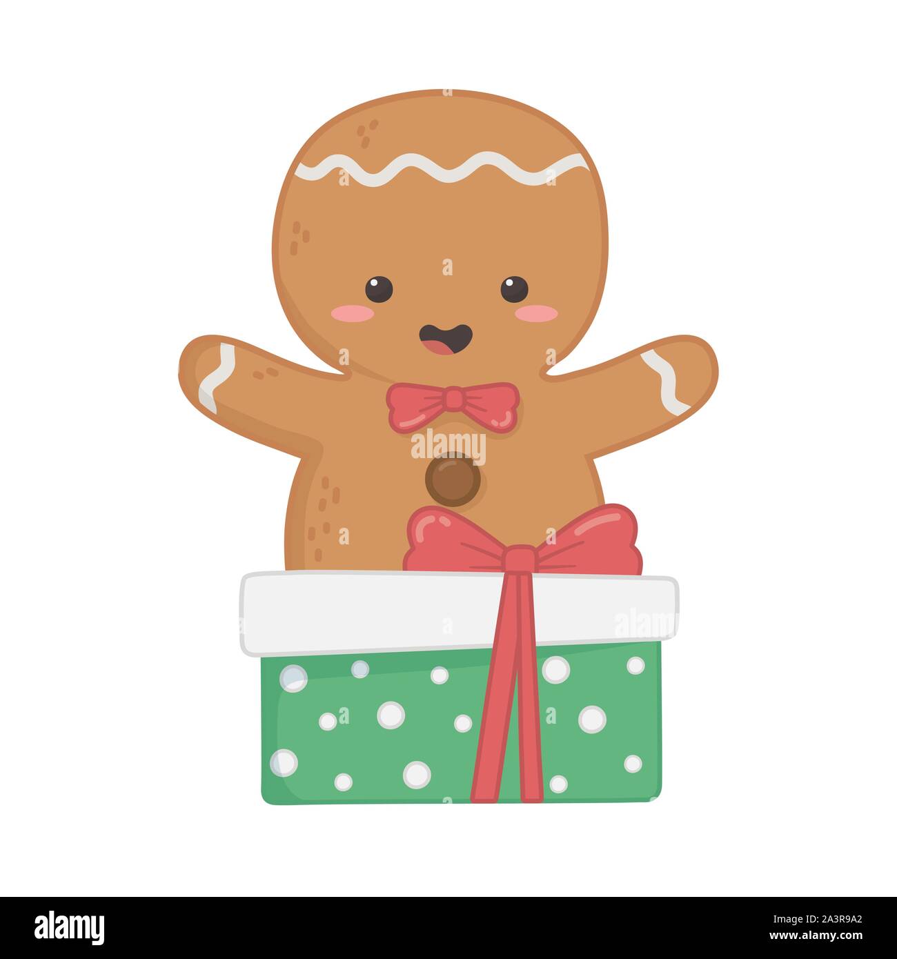 gingerbread man with gift decoration merry christmas vector ...