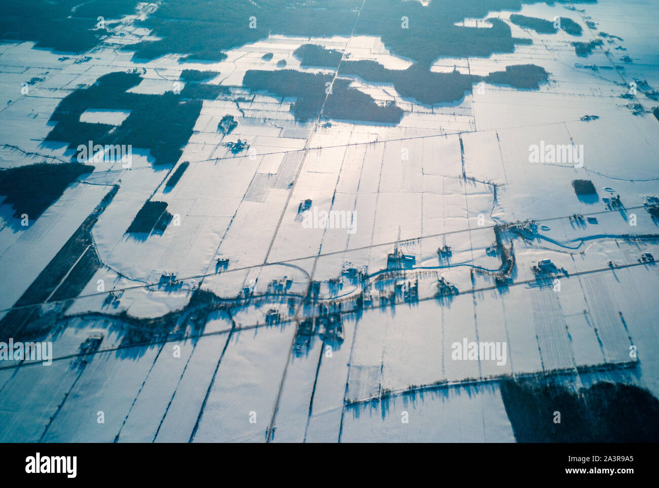 Rural/Countryside South Québec During Winter, Farmlands, Villages and ...