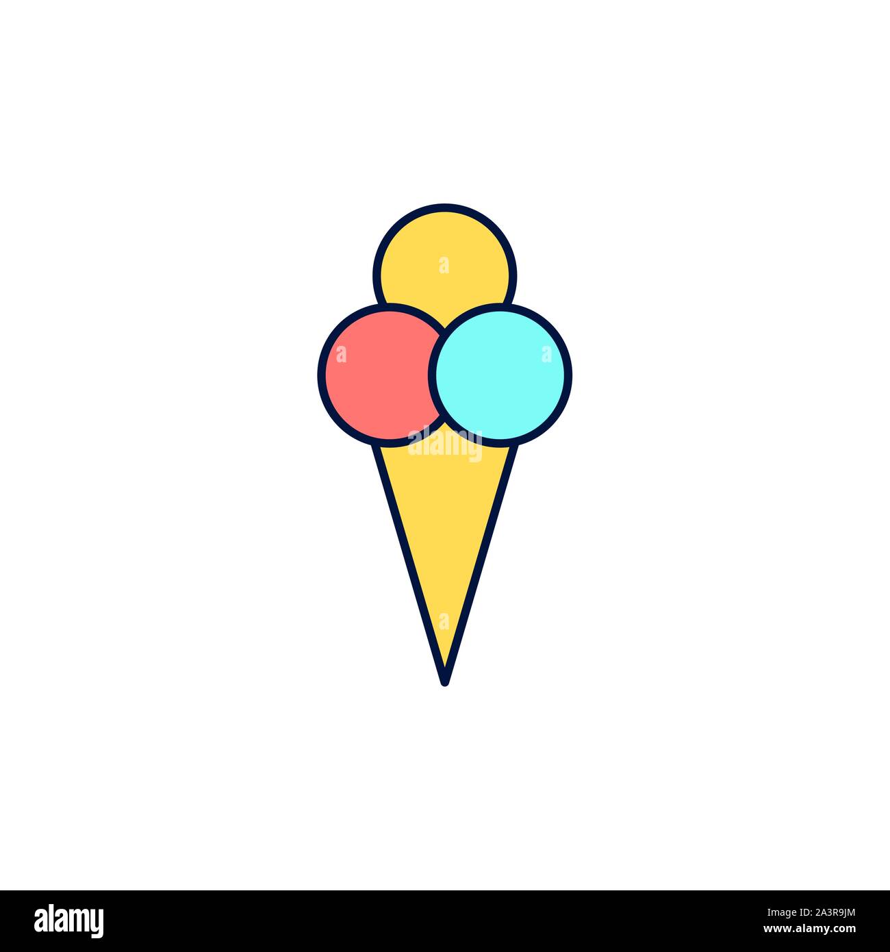 ice cream sweet summer icon line and fill illustration Stock Vector ...