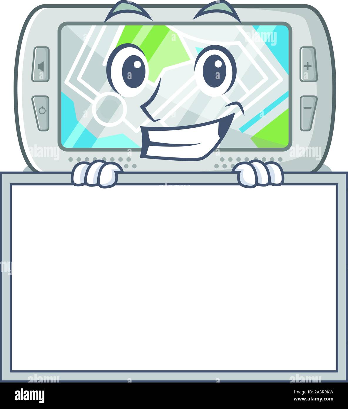 Grinning with board global positioning system in the cartoon Stock ...