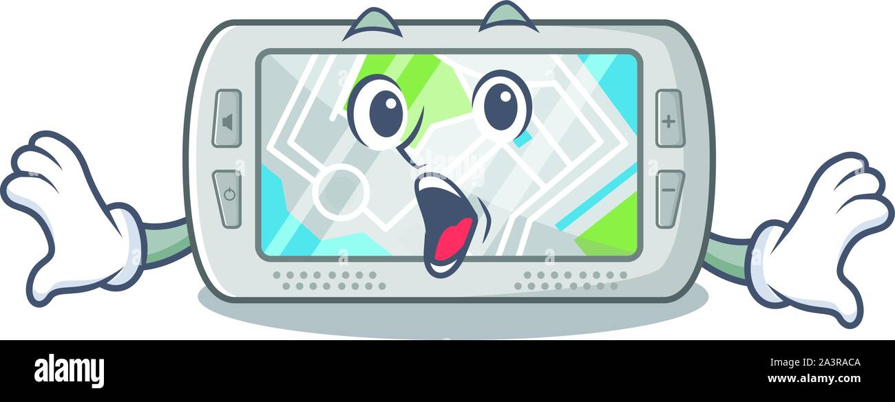 Surprised global positioning system with mascot shape Stock Vector ...