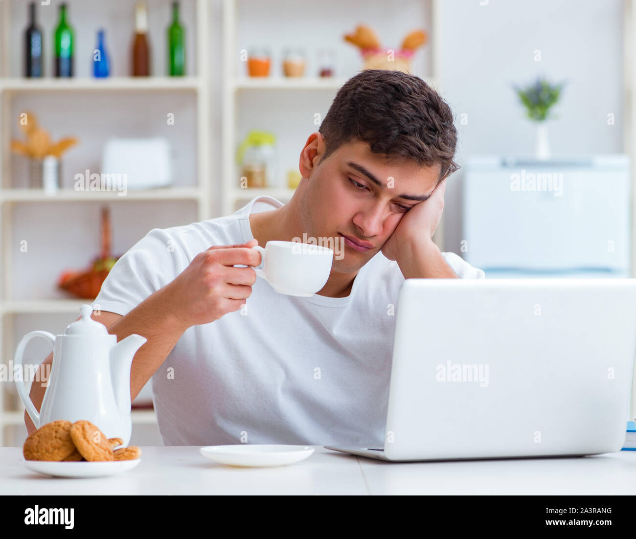 The freelancer falling asleep after long night Stock Photo - Alamy