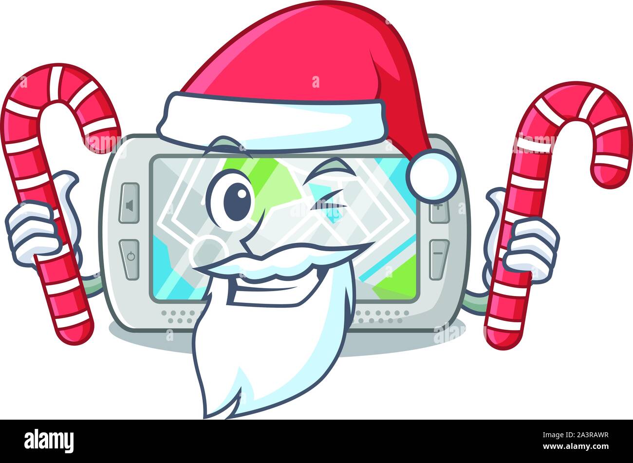 Santa with candy cartoon style global positioning system toy Stock ...