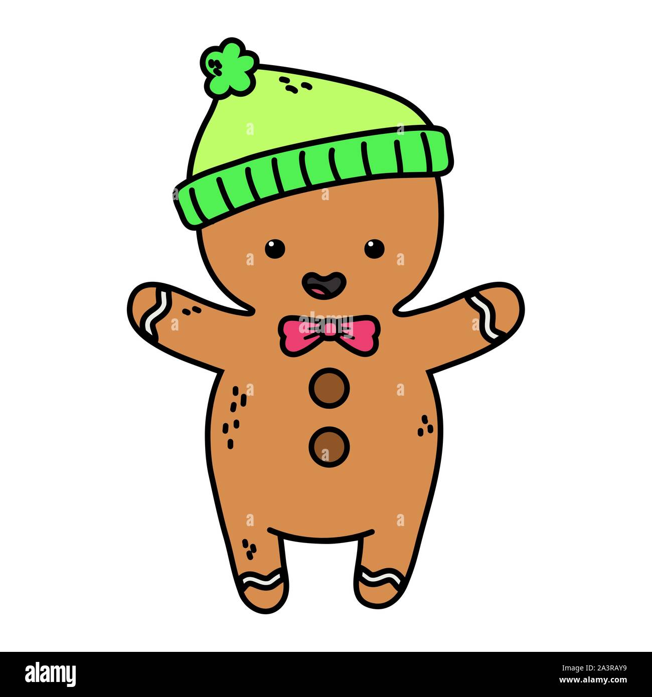 gingerbread man warm hat decoration merry christmas vector illustration ...