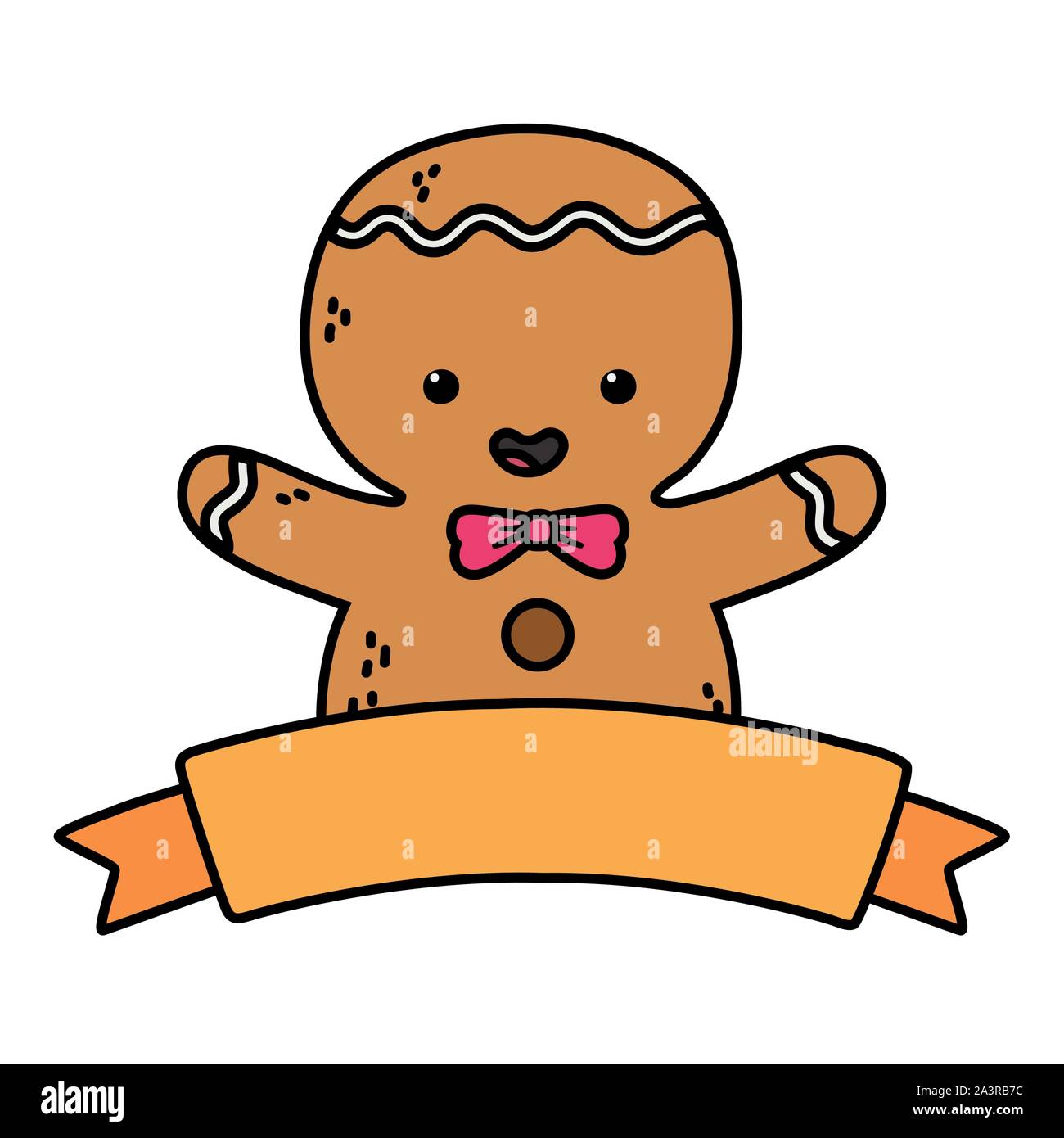 gingerbread man ribbon decoration merry christmas vector illustration ...