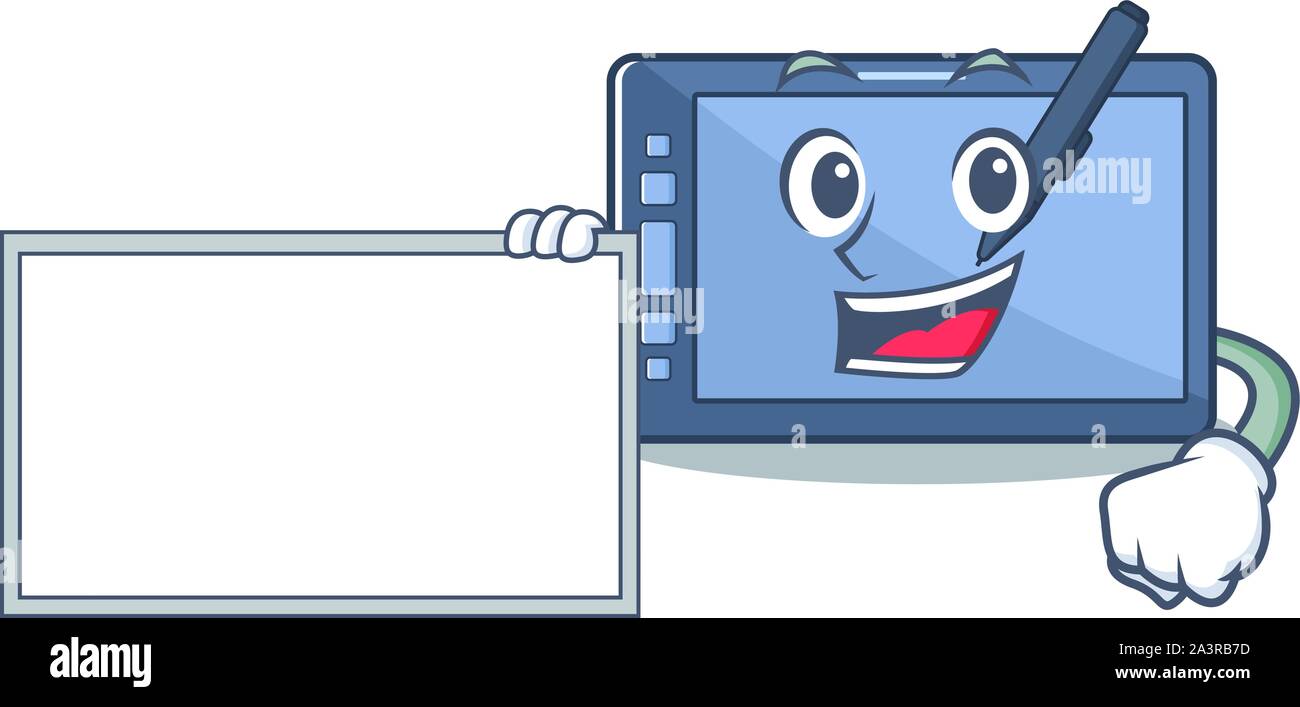 With board graphic tablet character with the cartoon Stock Vector Image ...