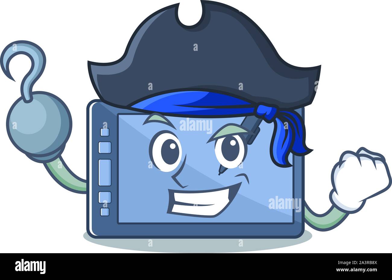 Pirate graphic tablet character with the cartoon Stock Vector Image ...
