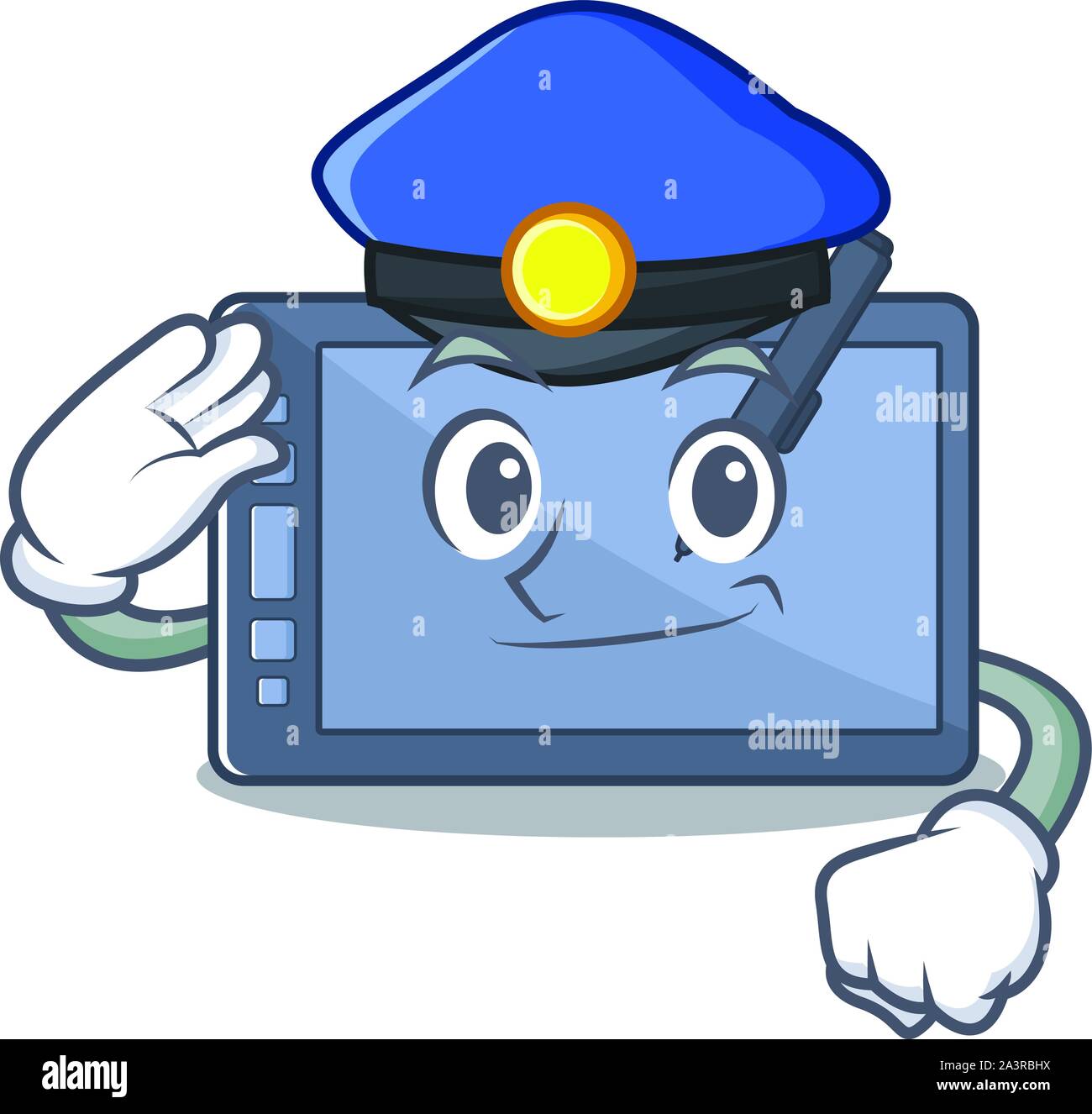 Police graphic tablet character with the cartoon Stock Vector Image ...