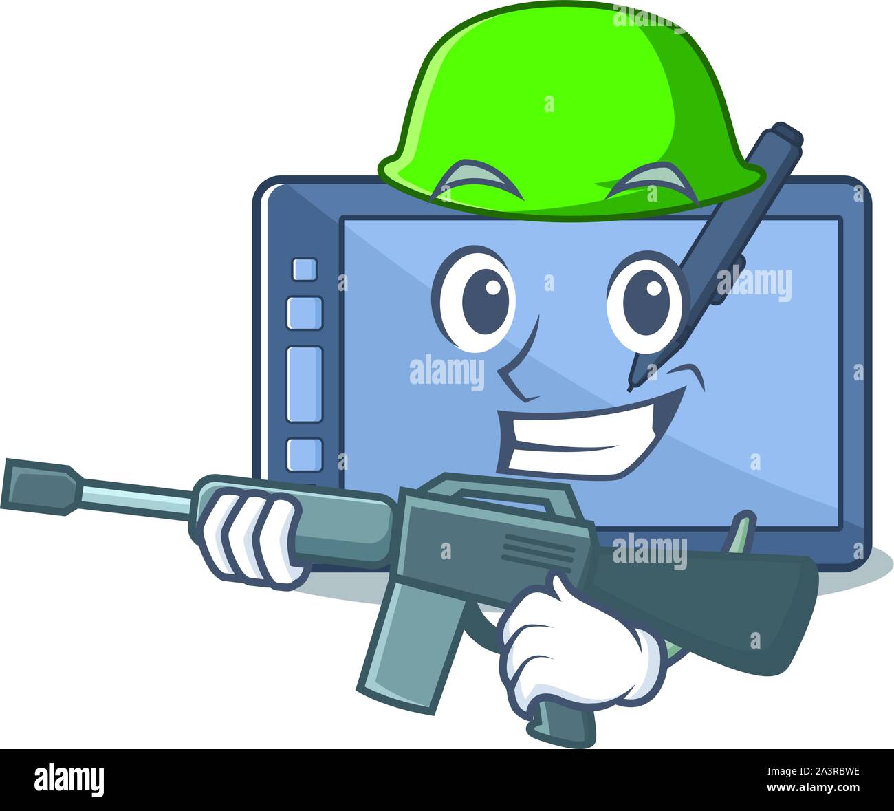 Army graphic tablet character with the cartoon Stock Vector Image & Art ...
