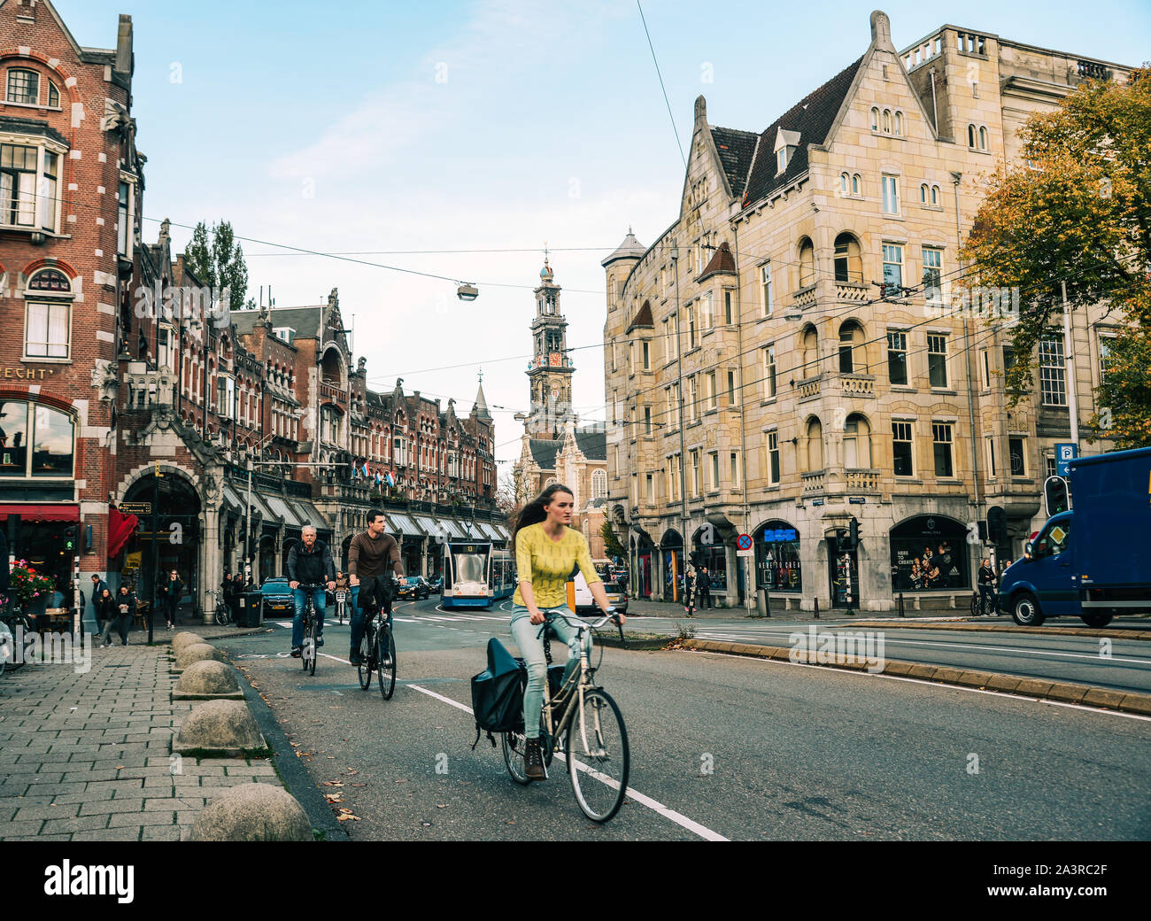 Amsterdam, Holland - Oct 7, 2018. Cityscape of Amsterdam with famous ...