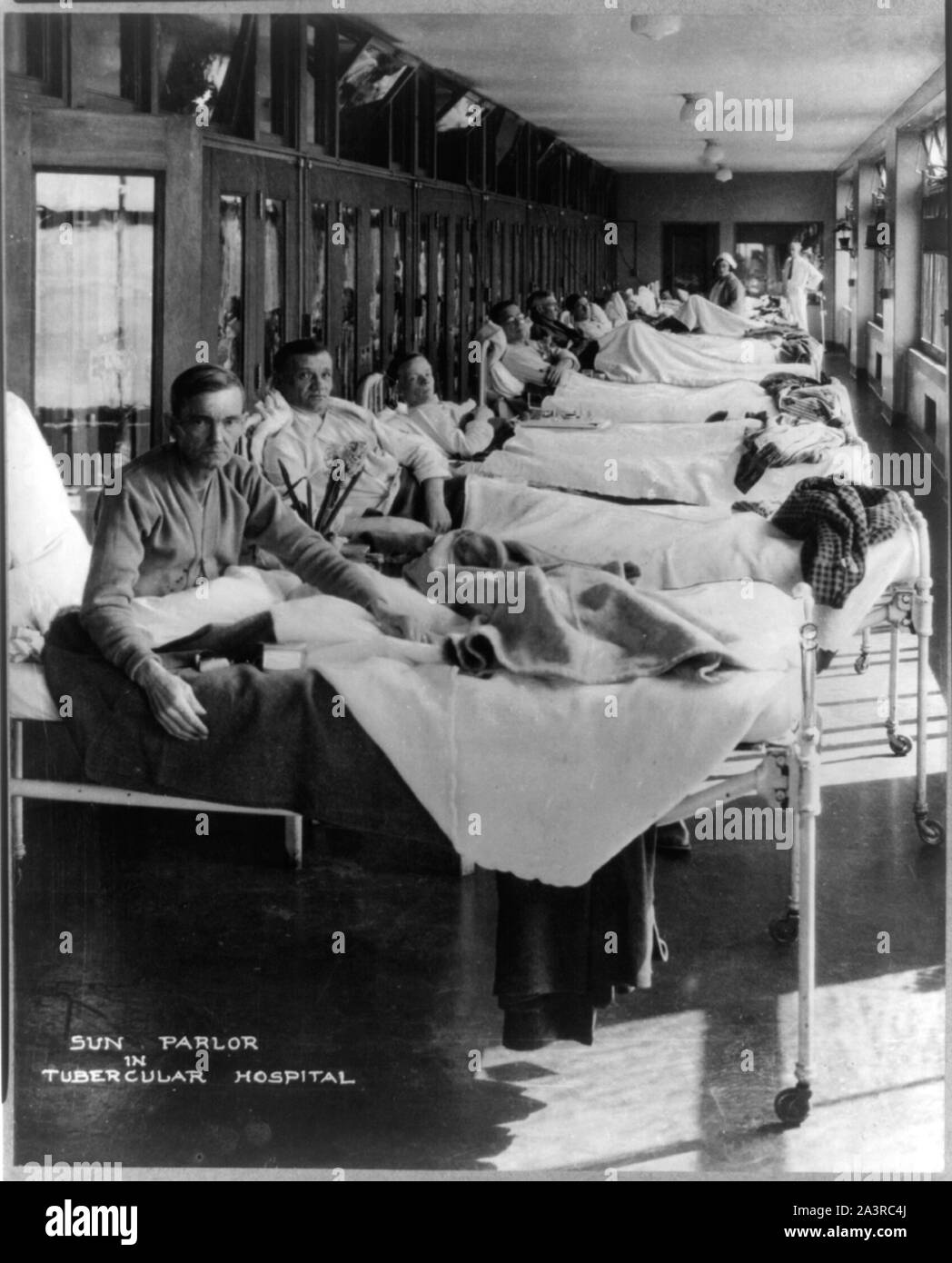 Sun parlor in tubercular hospital Stock Photo - Alamy