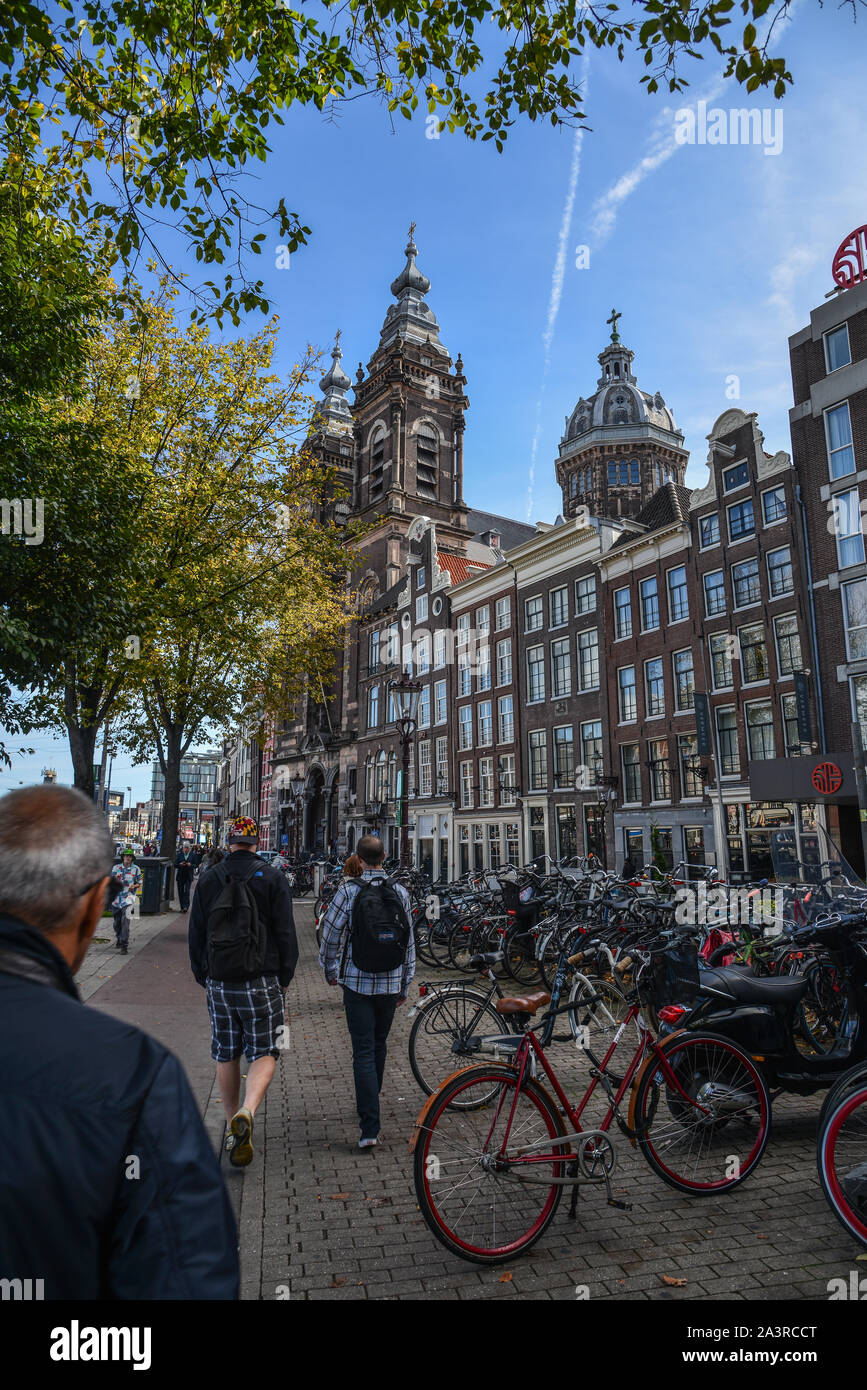 Amsterdam, Holland - Oct 7, 2018. Cityscape of Amsterdam with famous ...