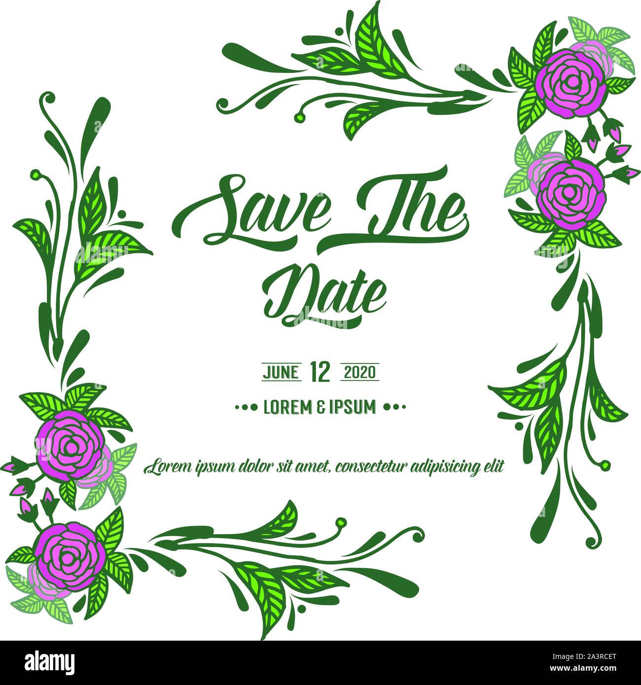 Template invitation wedding with save the date, abstract pink rose ...