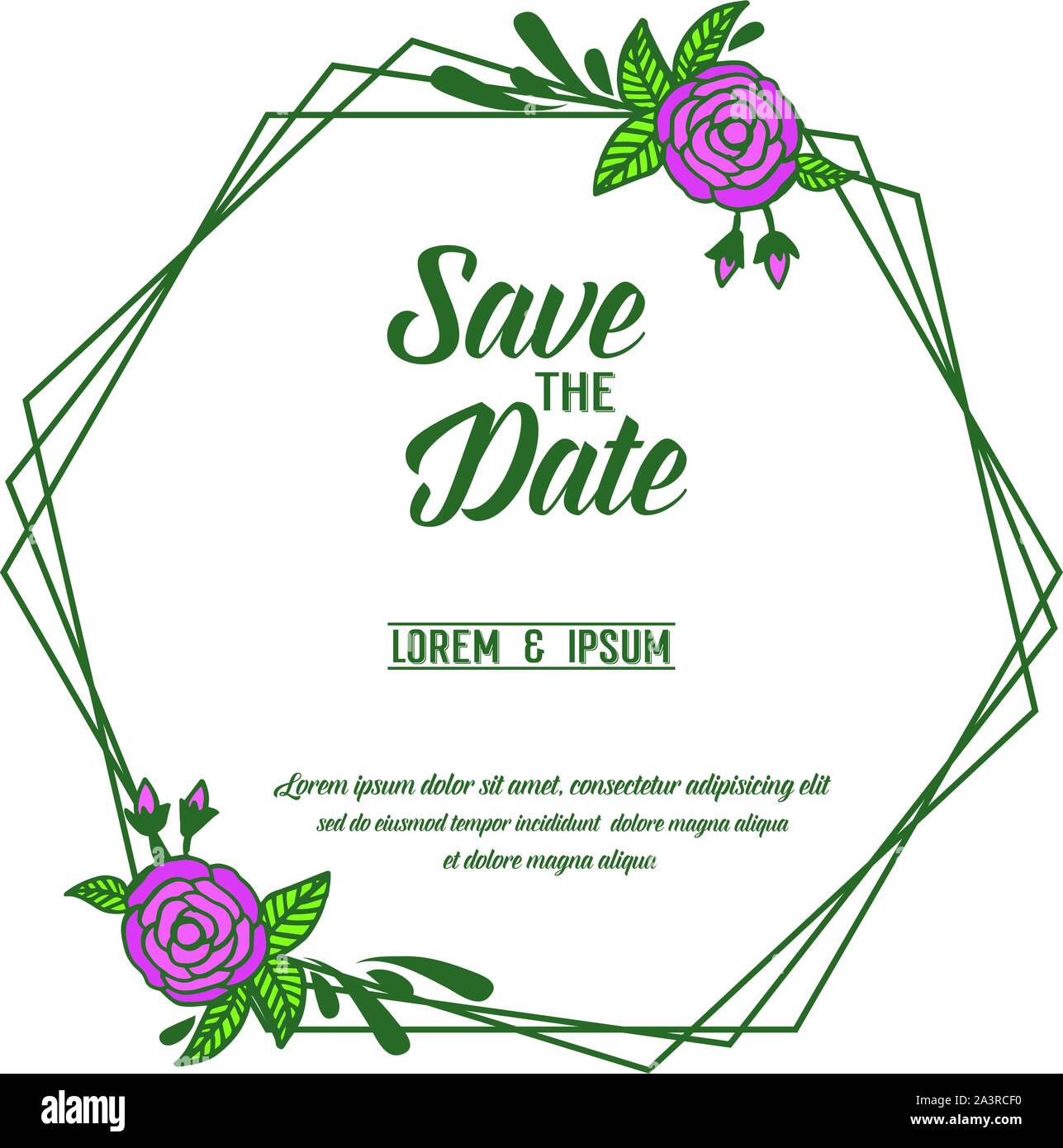 Template invitation wedding with save the date, abstract pink rose ...