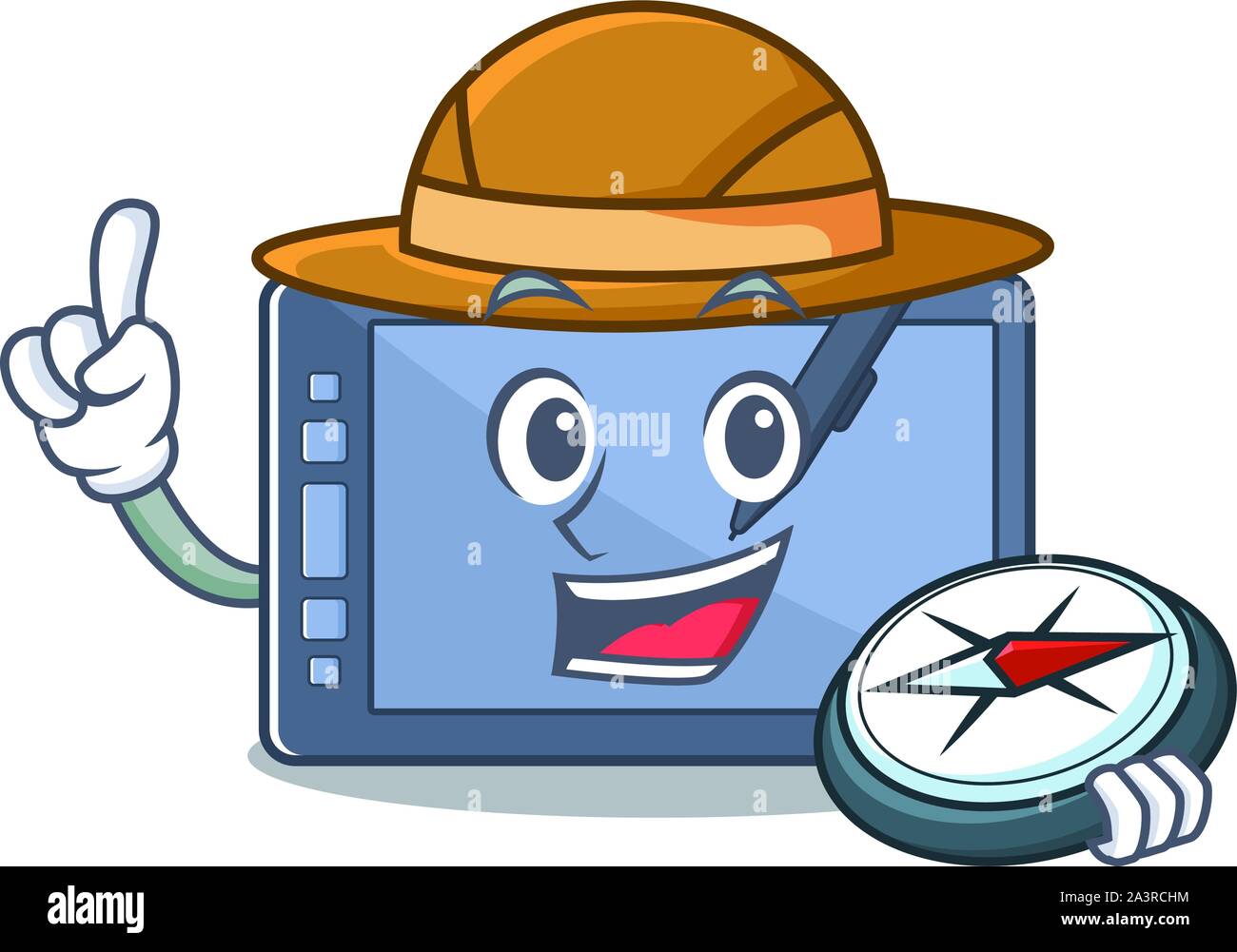 Explorer graphic tablet isolated in the cartoon Stock Vector Image ...